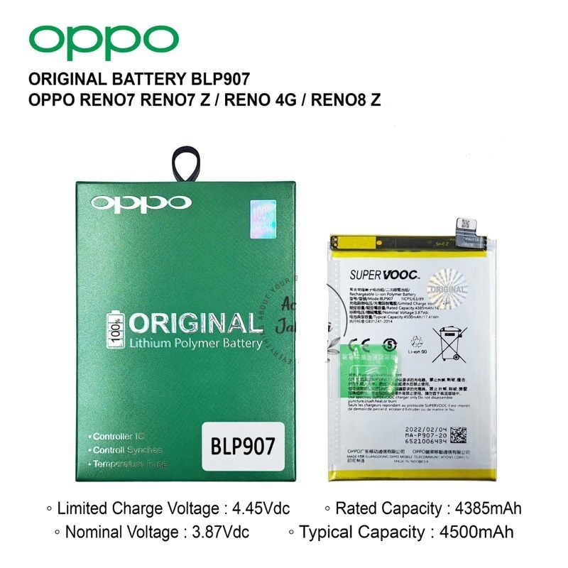 Jual BATERAI OPPO BLP 907 OPPO Reno 7 4G 7Z Reno 8 4G 8Z 8 Lite A96 5G ...