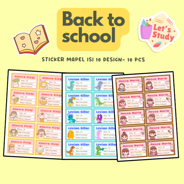 Jual STIKER MAPEL ISI 10 Pcs 10 Design - Label Buku Pelajaran - Stiker ...