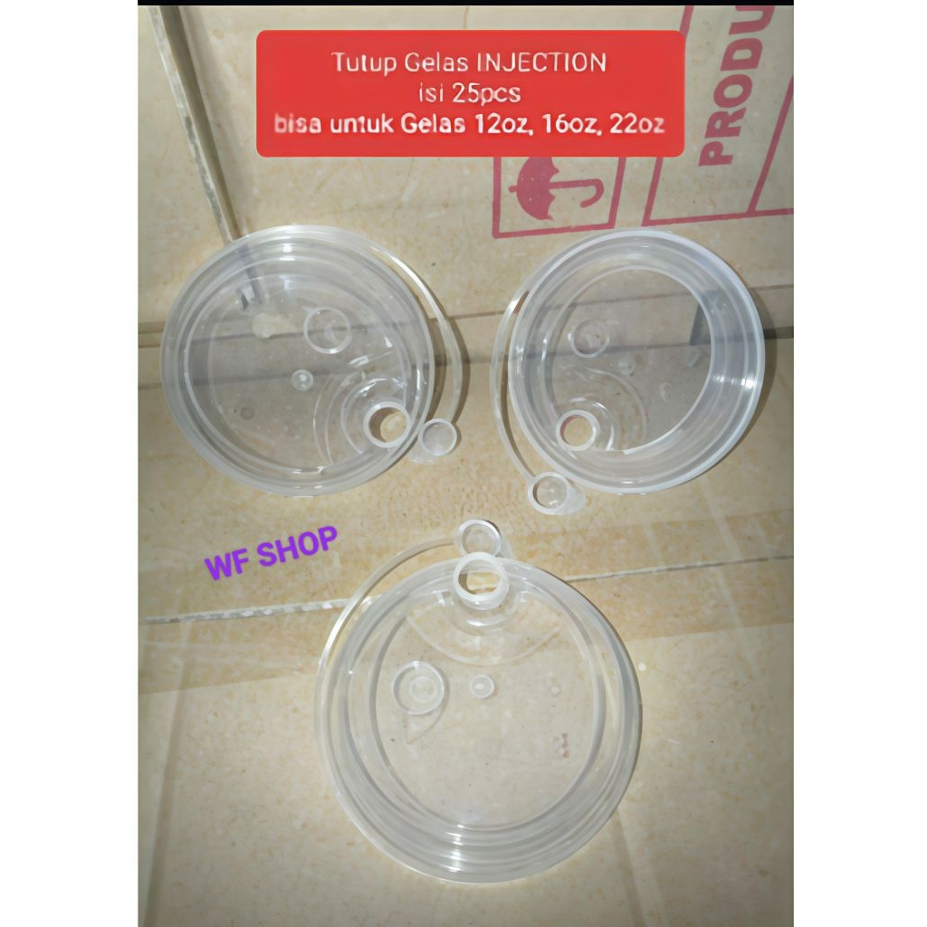 Jual Isi 25pcs Tutup Cup Gelas Plastik INJECTION tebal dan bening ...