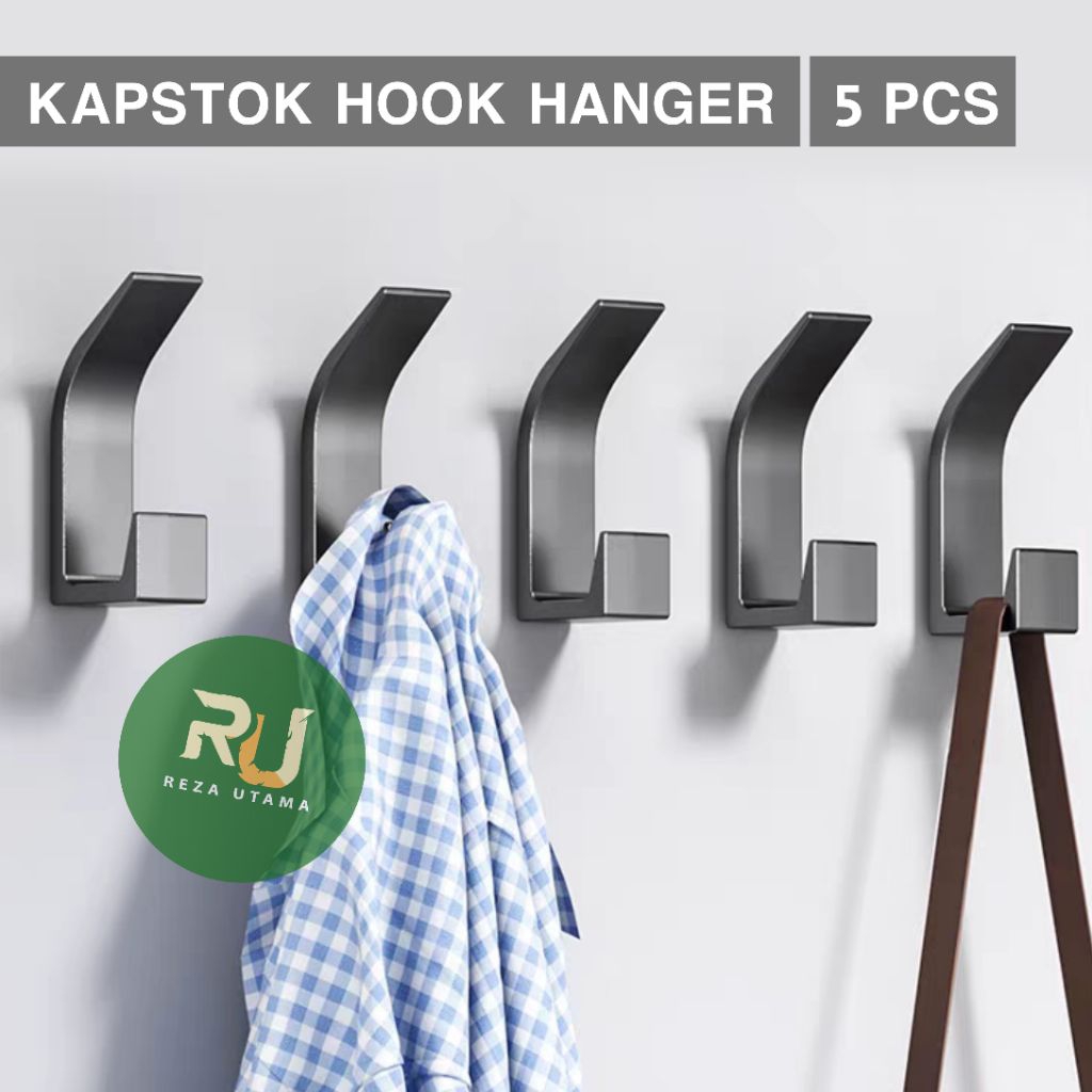 Jual 5 PCS gantungan tempel dinding capstok hook hanger alumunium ...