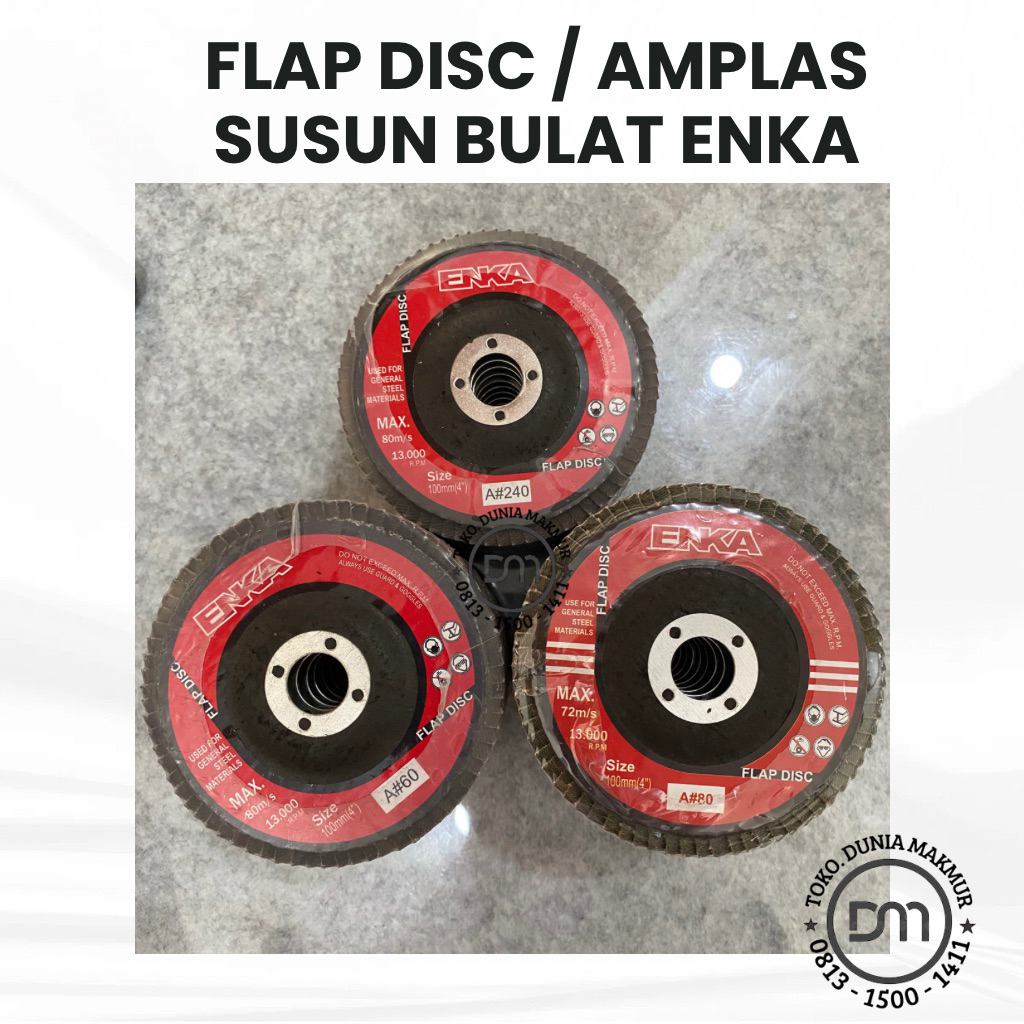 Jual ENKA Gerinda Amplas 4" Amplas Susun Flap Disc Grit #60 #80 #120 ...