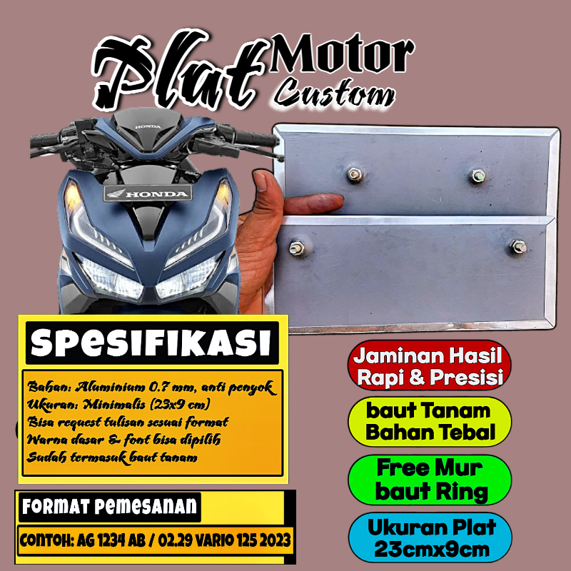 Jual plat motor putih baut tanam font baru sepasang 2 pcs | Shopee ...