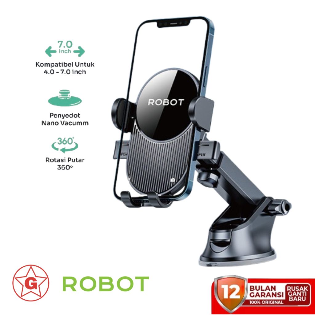 Jual ROBOT RT-CH20 Phone Car Holder Dashboard Suction 360 Rotary ...