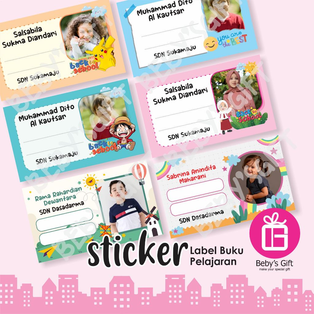 Jual Stiker Label Buku Pelajaran Anak Custom Nama dan Foto Sticker ...