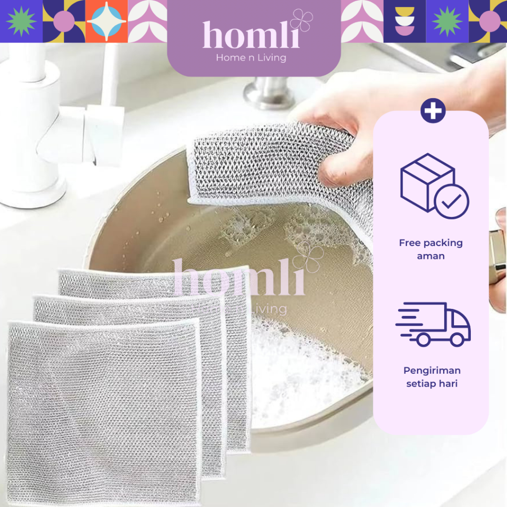 Jual ( HOMLI ) Kain Lap Dapur Kawat Bentuk Petak Halus Untuk Membersih ...