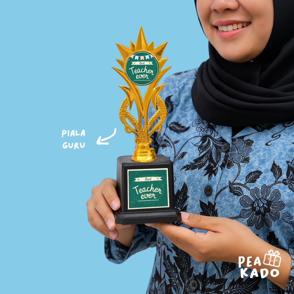 Jual Piala Custom Best Teacher Ever Hadiah Hari Guru Kado Unik untuk ...