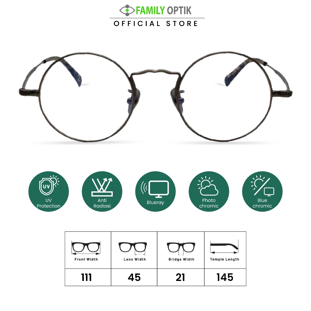 Jual Family Optik - Kacamata Immortal Vintage Blueray Photocromic Anti ...