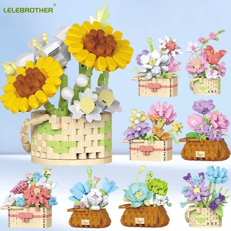 Jual Flower Pot puzzle block brick balok Startsusun bunga pot Mainan ...