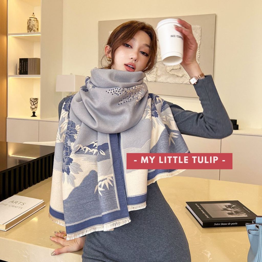 Jual Scarf Wanita Elegant Tebal Musim Dingin / Syal Wool Press Wol ...