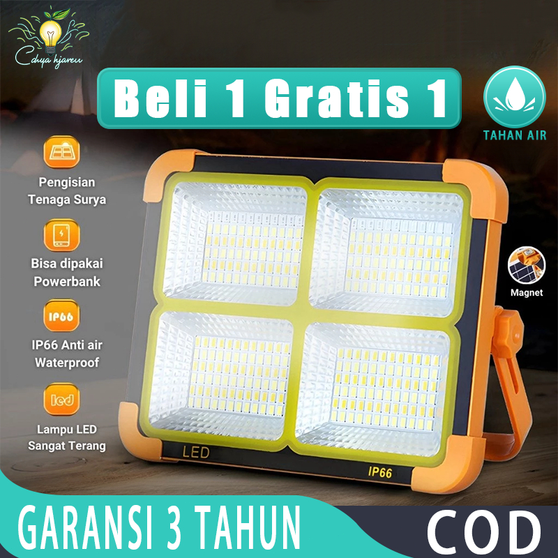 Jual 【Beli 1 gratis 1】Lampu emergency 3000W 12000mAh lampu tenaga matahari power bank kedap air ...