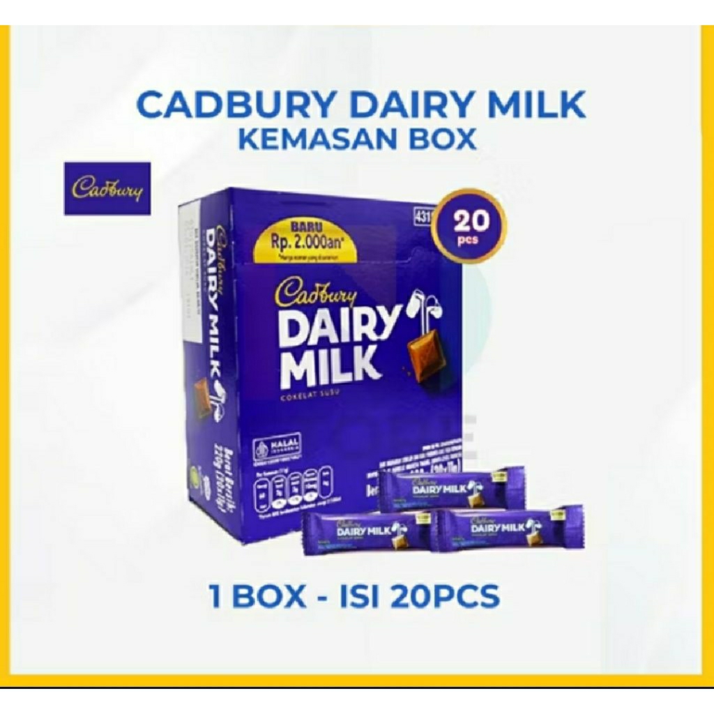Jual PROMO COKLAT CADBURY DAIRY MILK ORIGINAL KEMASAN BOX 220GR ISI 20 ...