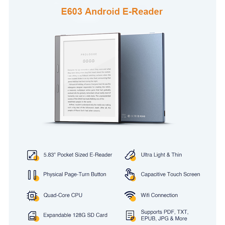 Jual Topjoy E603 v1 EReader 32GB Android EInk Kindle Ebook Reader Wifi Touchscreen Page turn ...