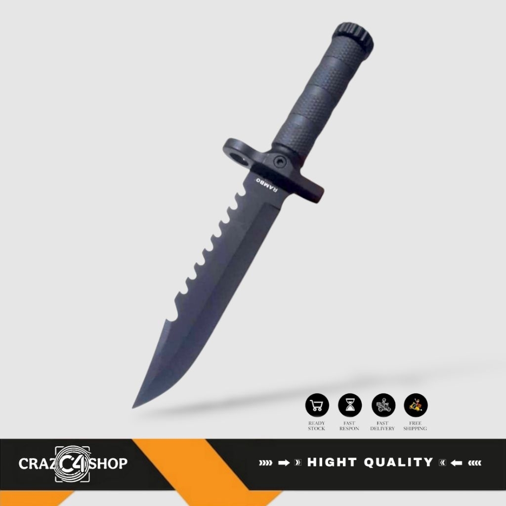 Jual Peralatan Survival / Pisau Survival Rambo 2548A Hitam / Survival ...