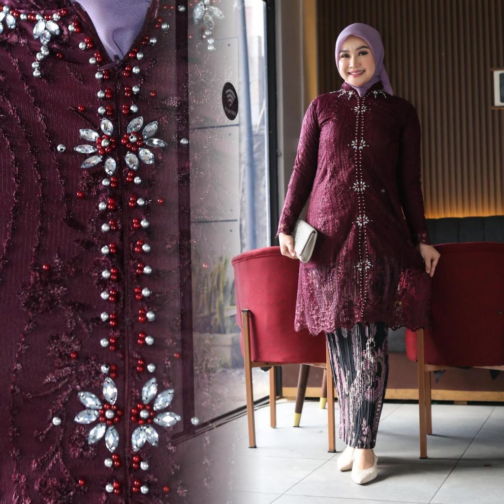 Jual Kebaya Elegant mewah murah Tunik tille payet kimono dan Rok ...