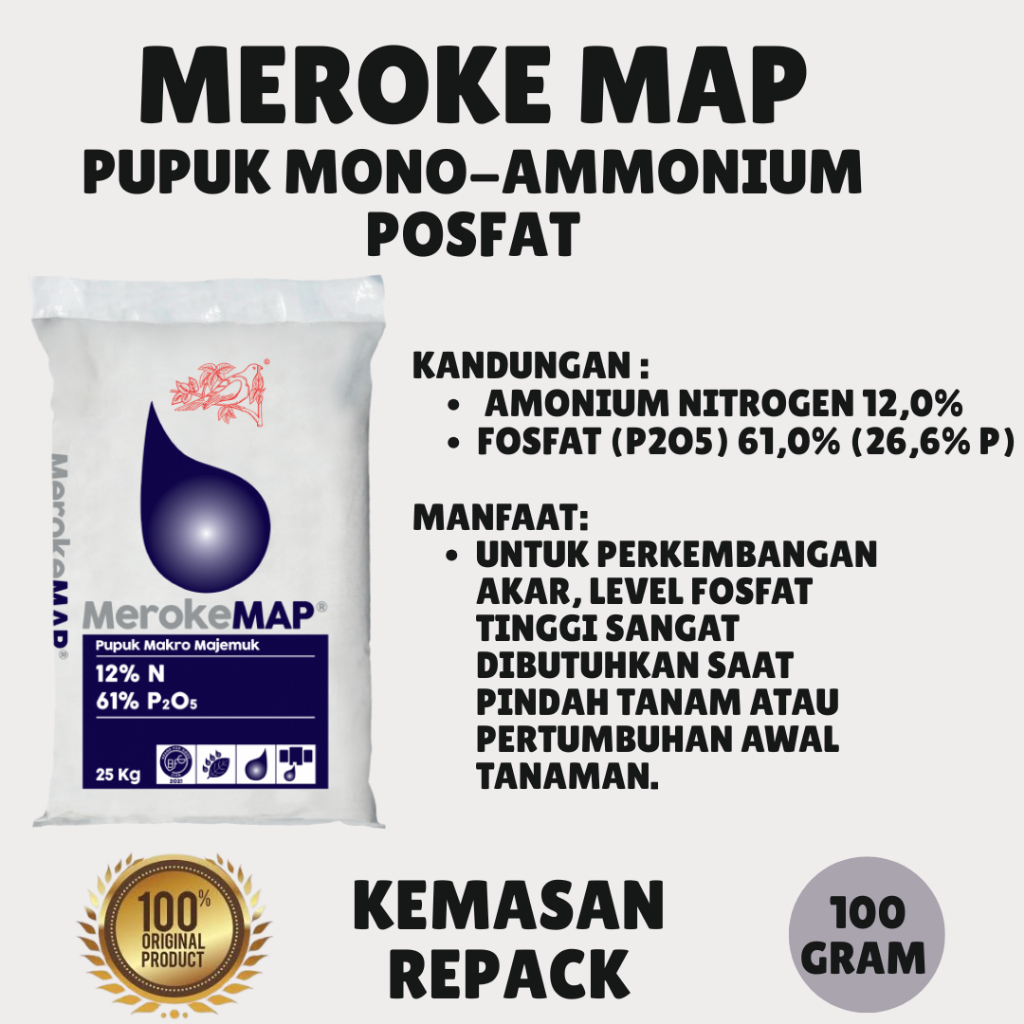 Jual Meroke MAP 100 gram Kemasan Repack (Dikemas Ulang) Pupuk posfat ...