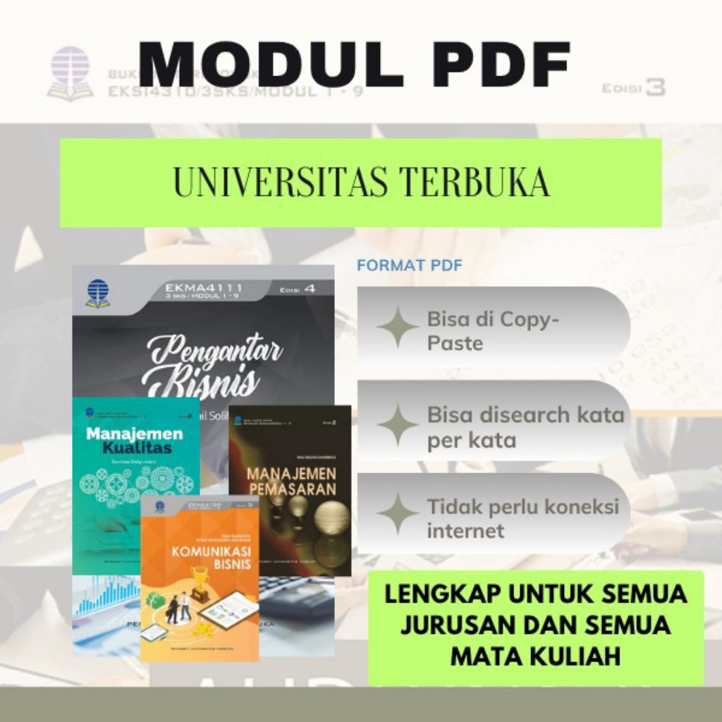 Jual Modul Bahan Ajar Buku Materi Pokok BMP Universitas Terbuka Format Pede'ef Lengkap | Shopee ...