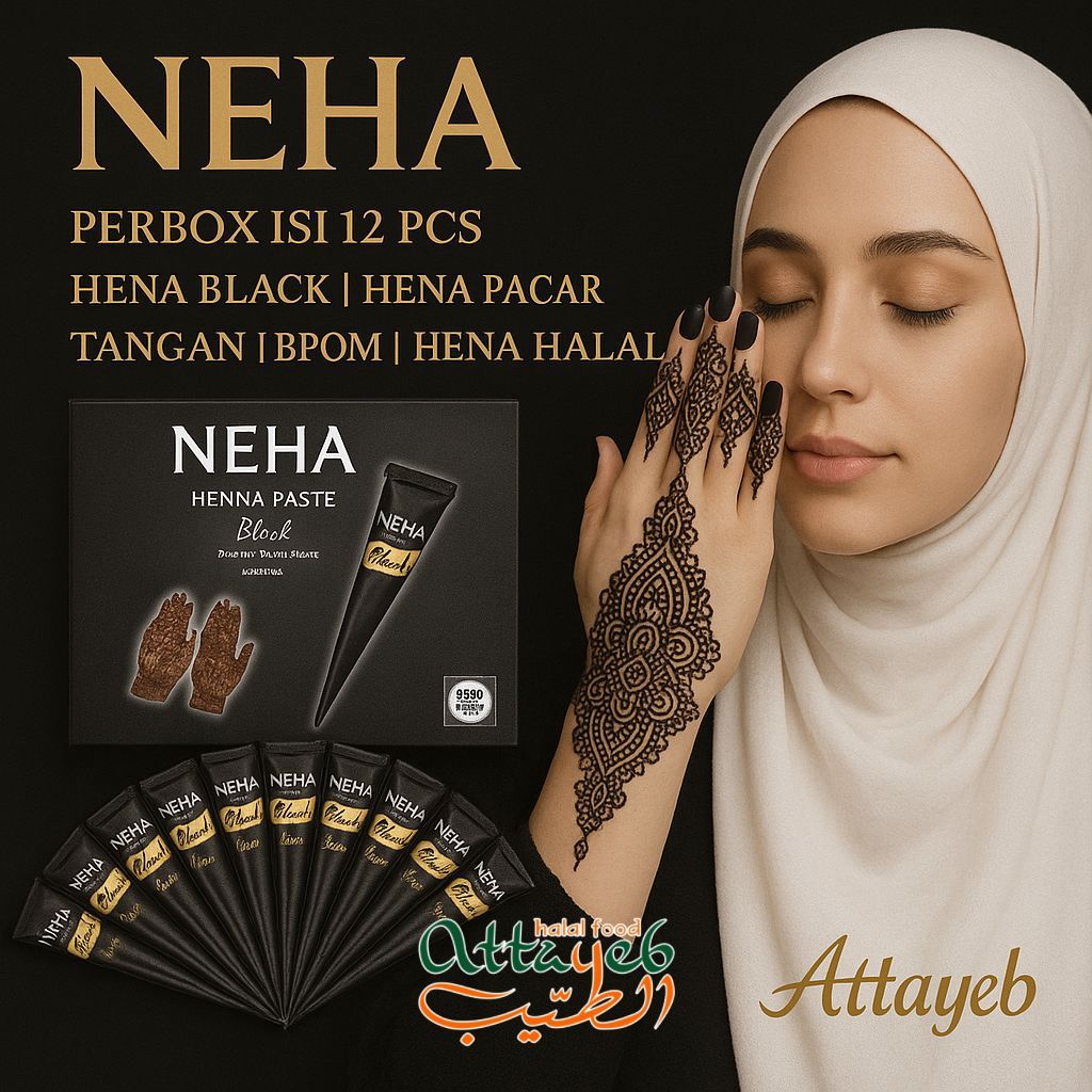 Jual PERBOX ISI 12 PCS HENA BLACK HENA PACAR TANGAN HENNA Body Paint Cone Magic COLOUR TUBE BPOM ...