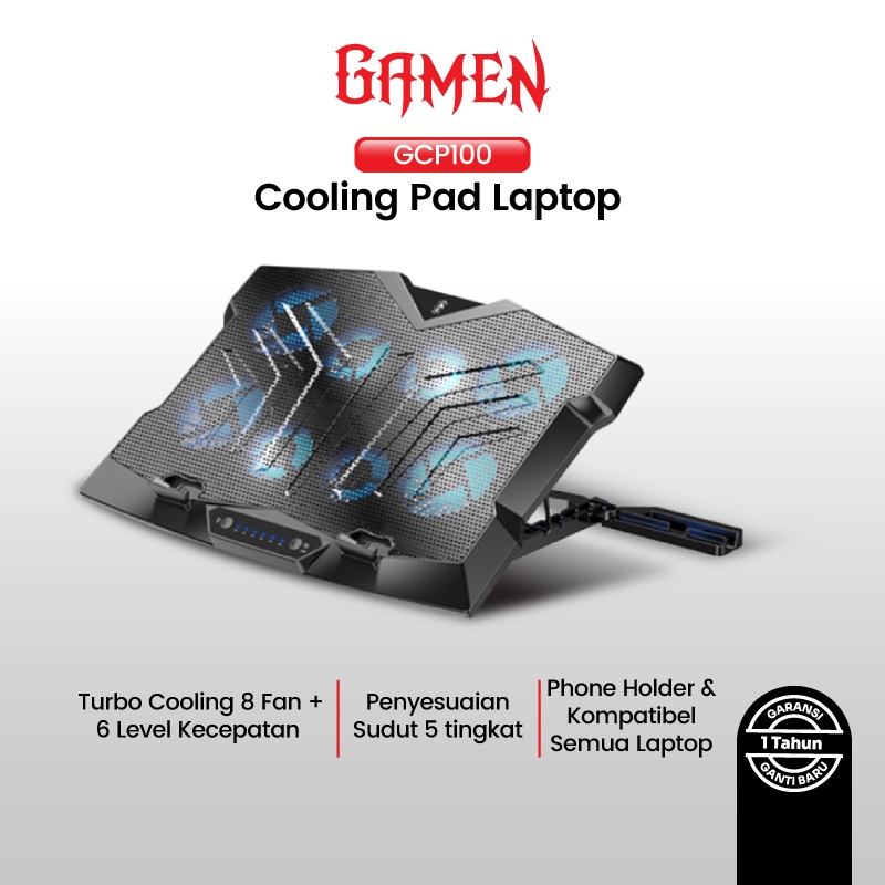 Jual GAMEN Cooling Pad Laptop Gaming Stand Kipas 8 Inti/Core 3000 RPM ...