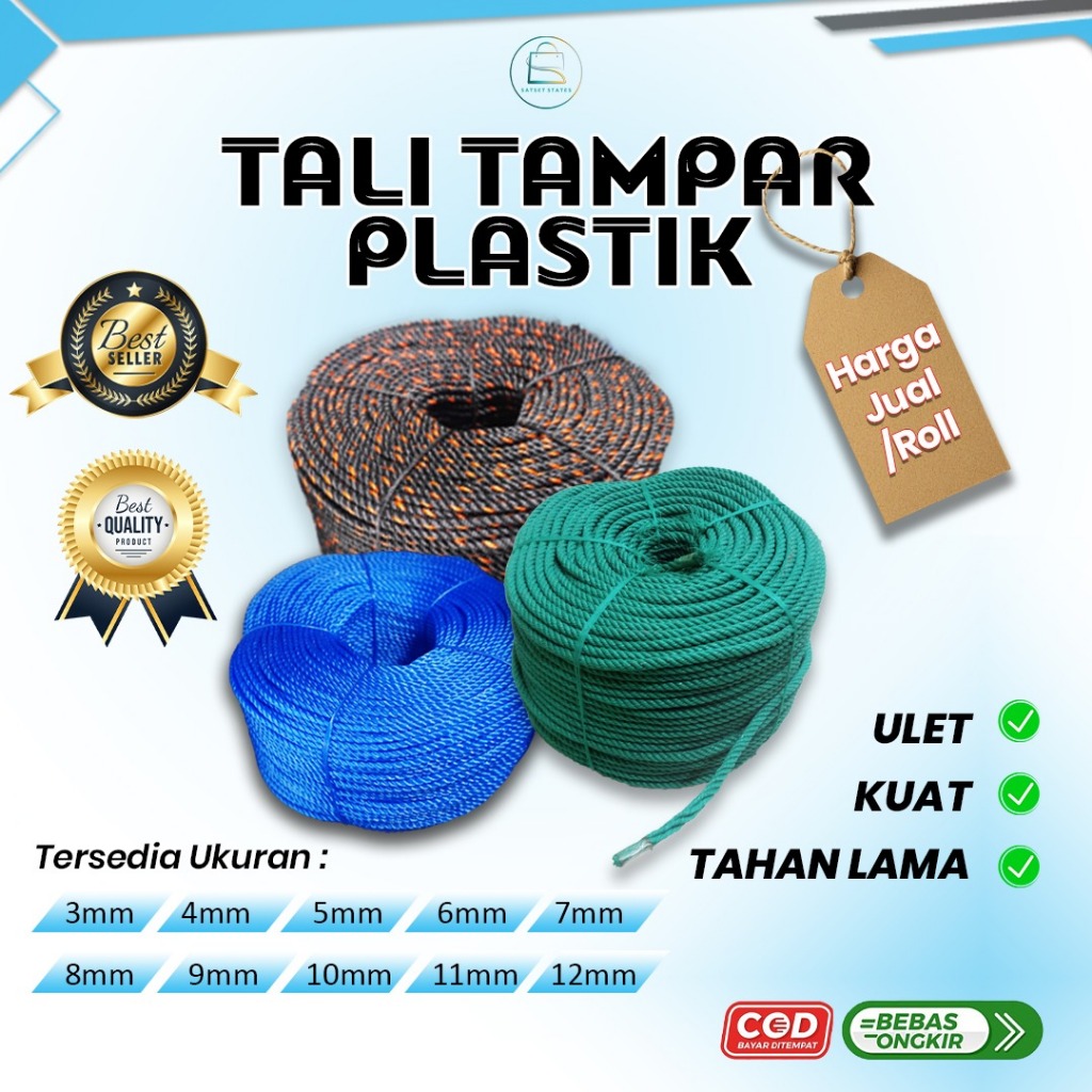 Jual Tali Tampar Kecil Tambang Plastik Ukuran 3mm 4mm 5mm 6mm Panjang +- 150 Meter Per Roll ...