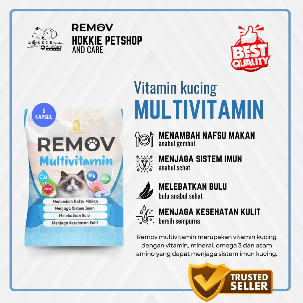 Jual Remov Vitamin Kucing Multivitamin Untuk Menjaga Kesehatan Kucing ...