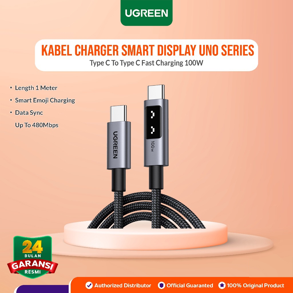 Jual UGREEN 35501 Kabel Data Uno NYLON TYPE C TO TYPE C 100W 5A 1M 1 Meter Super Fast Charging ...