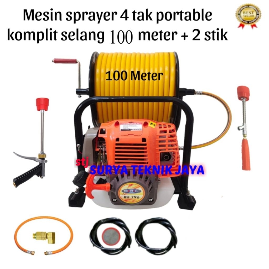 Jual Mesin sprayer portable 4 tak komplit 100 meter + 2 stik | Shopee ...