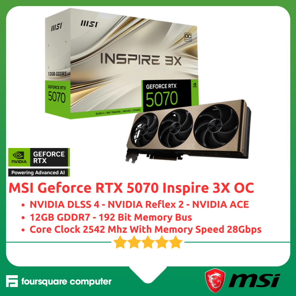 Jual Msi Geforce RTX 5070 Inspire 3x OC 12GB GDDR7 VGA GPU Graphics ...