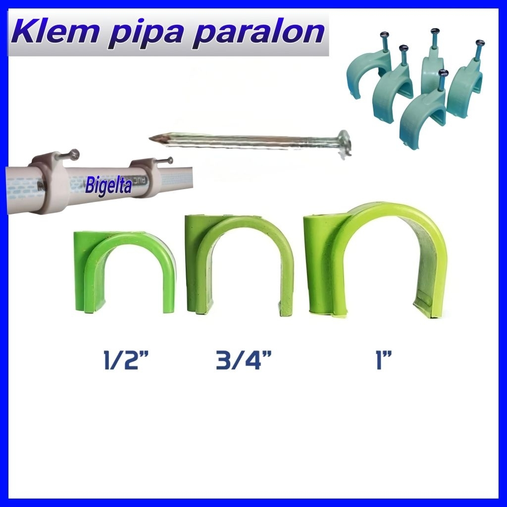 Jual Klem pipa air PVC 1/2 , 3/4 , 1 inch Berikut paku beton/kleman ...