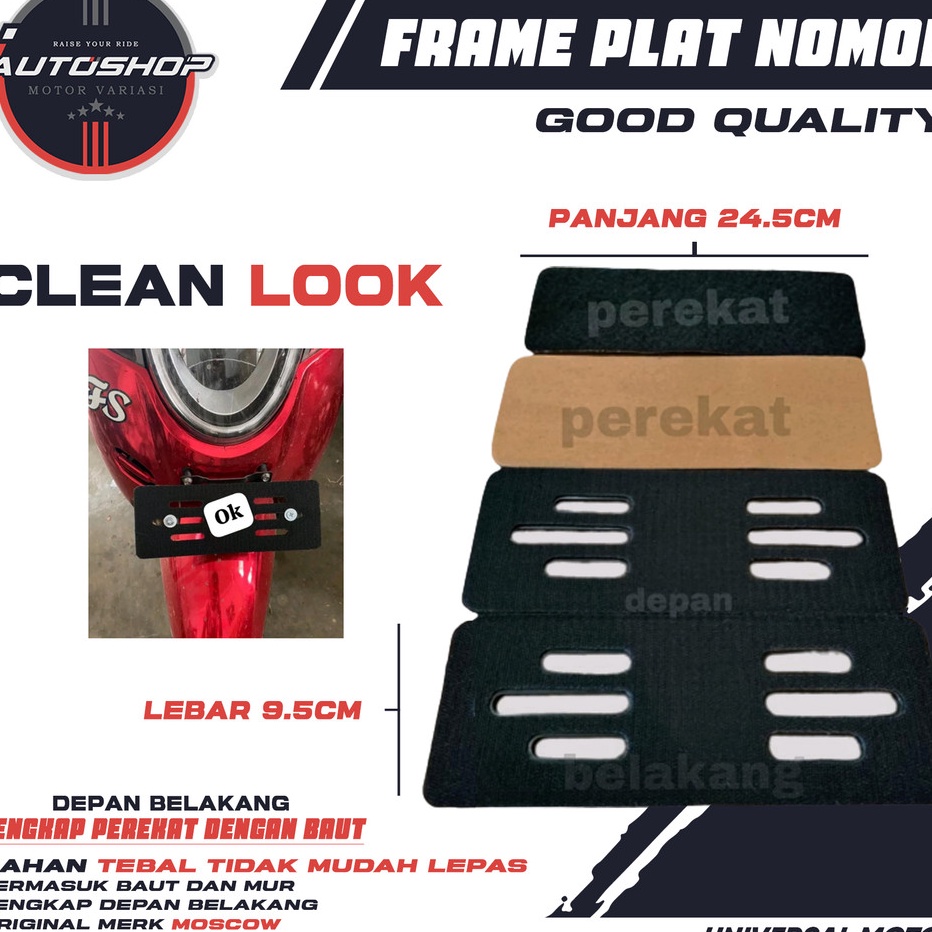 Jual Frame Plat Motor Bingkai Plat Nomer CLEAN LOOK Premium Lengkap 1 ...