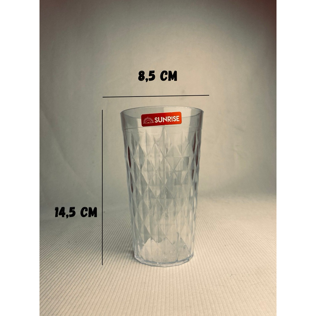 Jual Gelas Plastik Mika Bening Diamond 450ml(Gelas Plastik bening) (6 ...