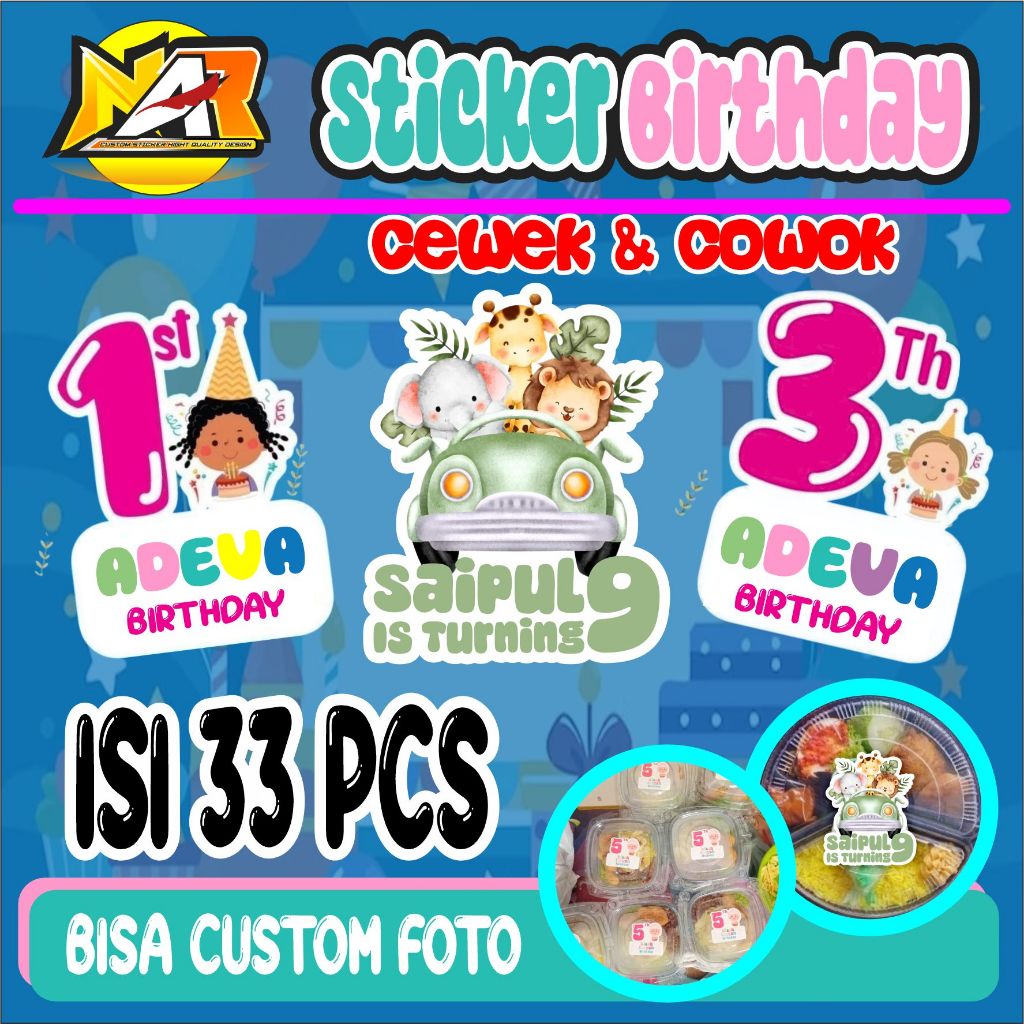 Jual ISI 33 PCS STICKER ULANG TAHUN ANAK STICKER KARAKTER BENTO ...