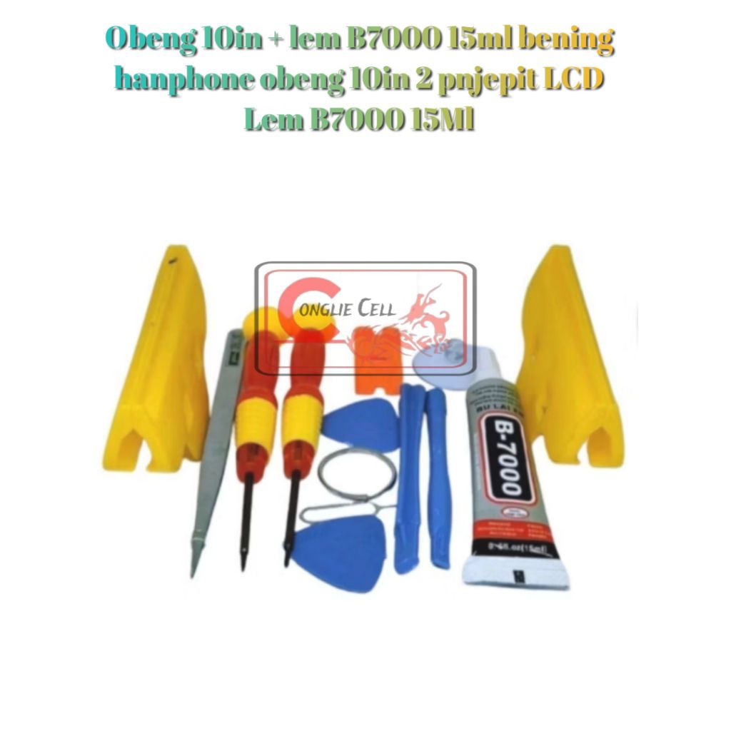 Jual obeng set obeng 10in + lem B7000 15ml bening obeng tools opening ...