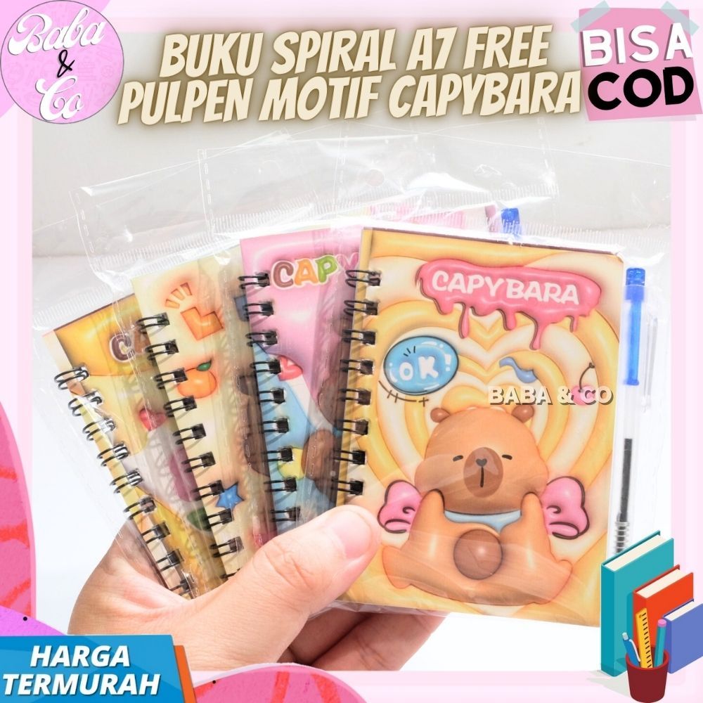 Jual BUKU SPIRAL A7 CAPYBARA FREE PEN PULPEN CAPYBARA LUCU UNIK ...