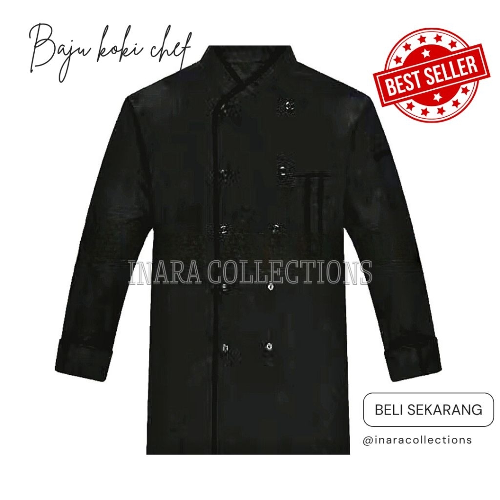 Jual Baju Seragam Koki Jacket Chef Hitam Lis hitam pria wanita UNISEX ...