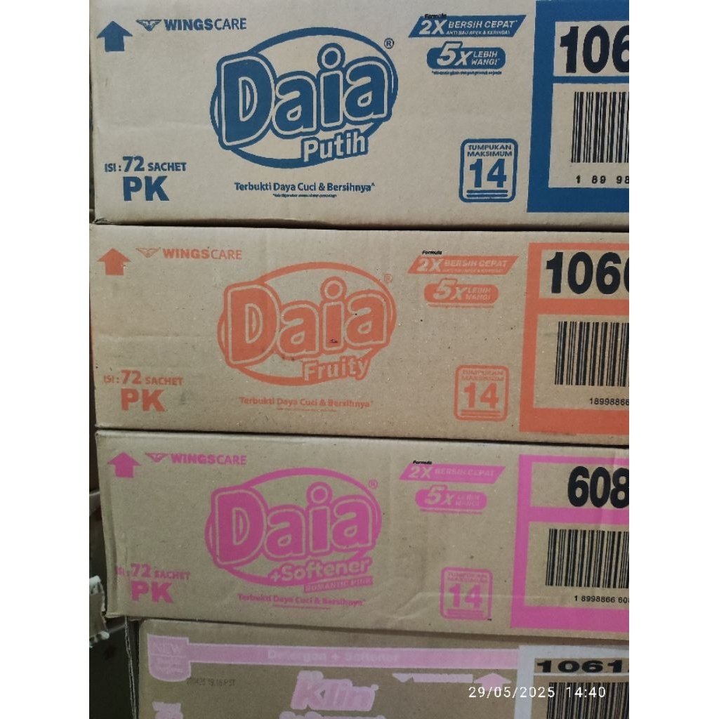 Jual Daia Deterjen Bubuk renceng (Karton=72sachet) Daia Sachet 1000 ...