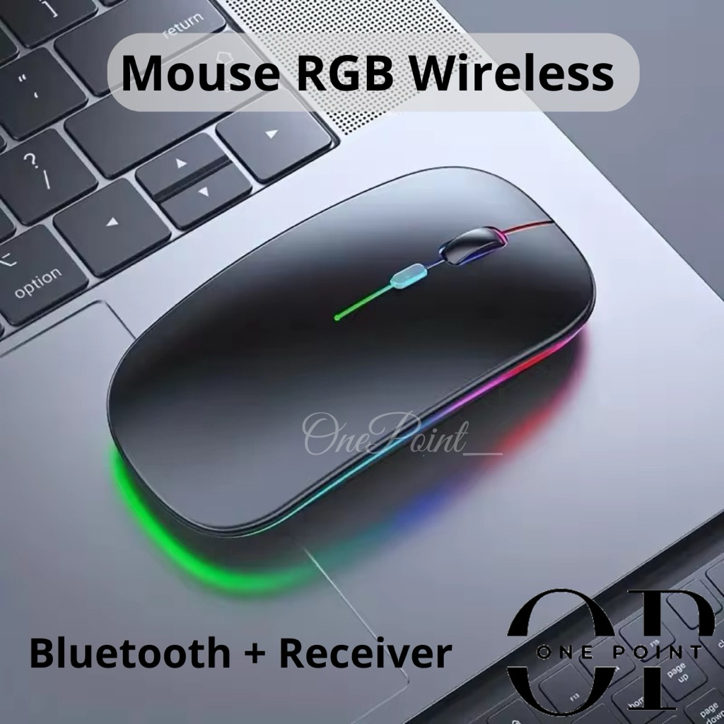 Jual Mouse Wireless Rechargeable Led RGB 2.4G+ Bluetooth 800/1200 ...