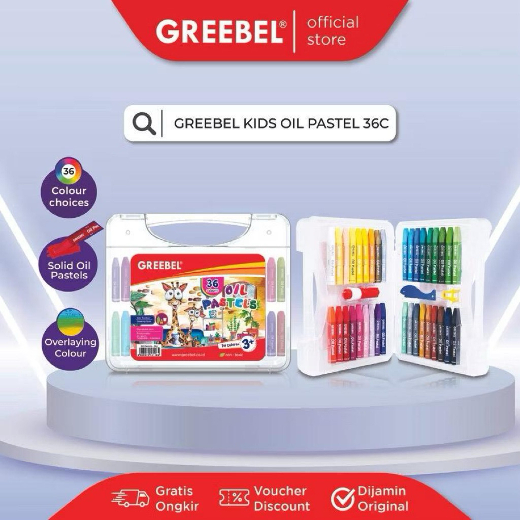 Jual Crayon Greebel 36 Warna / Oil Pastel Greebel 36 Warna Non toxic ...