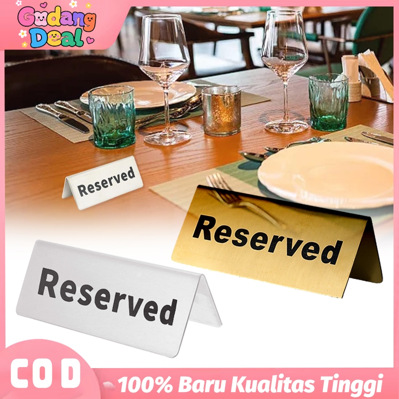 Jual Reserved Table Sign Stainless Papan Meja Double Sided Restoran ...