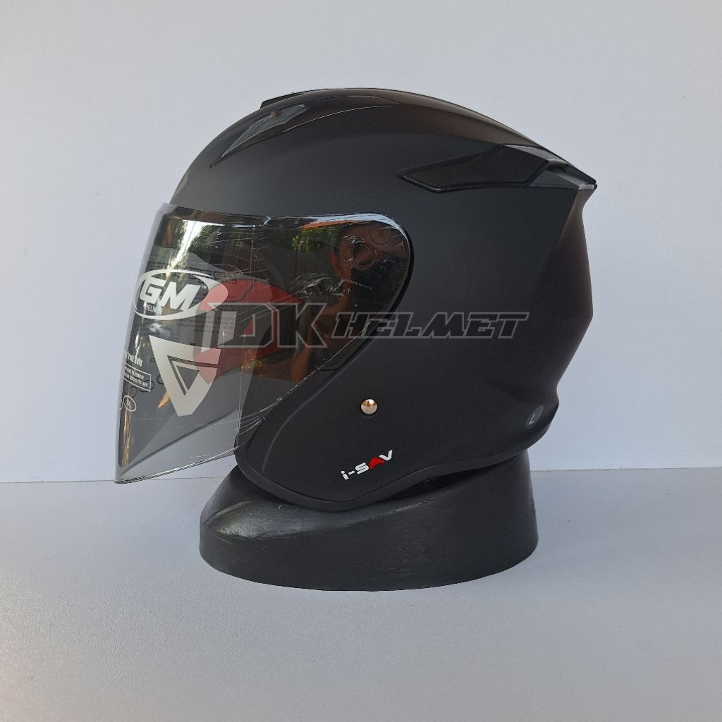 Jual Helm Half Face GM King Fighter Solid Black Doff | Shopee Indonesia