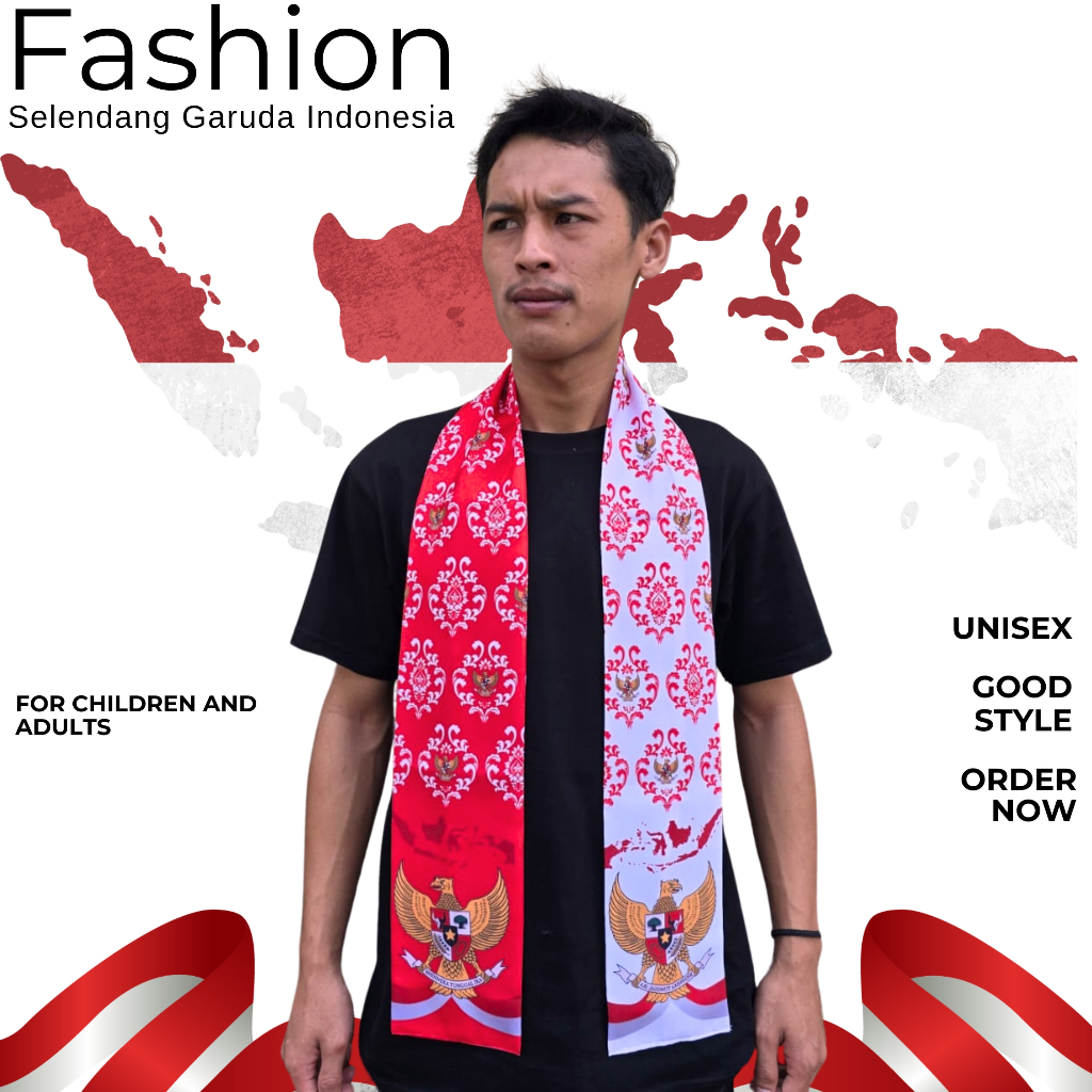 Jual Selendang Merah Putih Motif Batik Garuda Indonesia/Cukin Merah ...