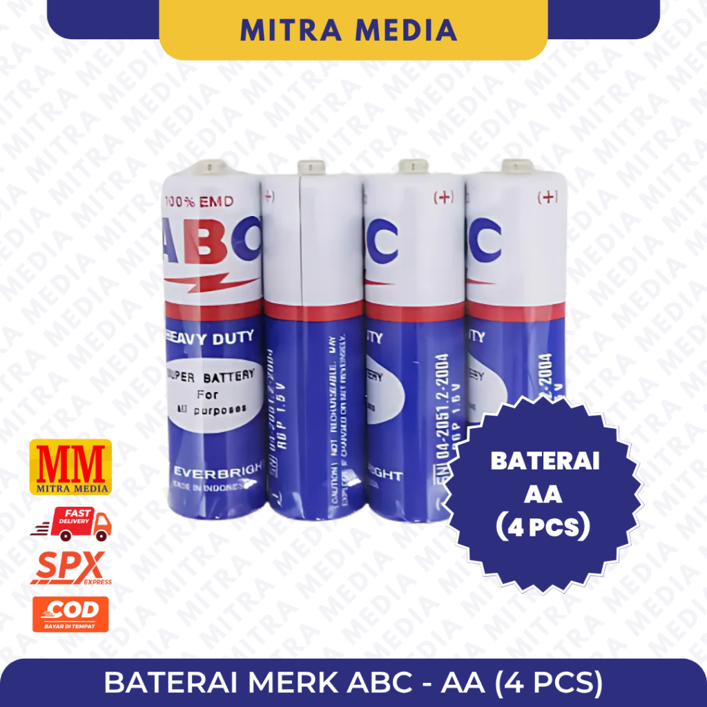 Jual Baterai AA / BESAR / ABC Biru 1.5 V isi 4 Pcs / Batre A2 / Battery ...