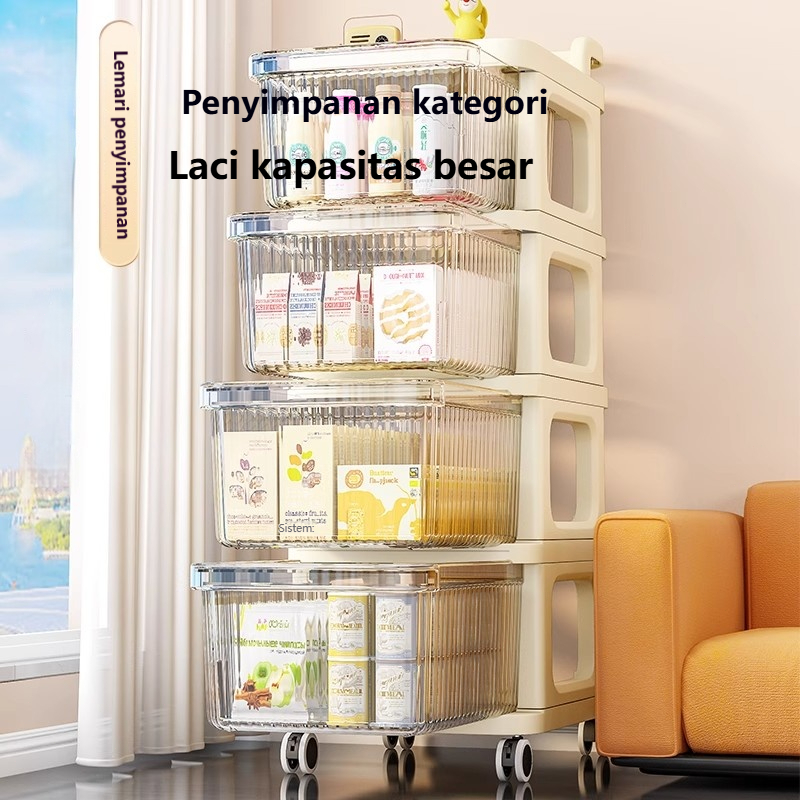 Jual Rak Troli Susun Serbaguna Plastik Rak Trolley dorong Laci Rak Anak ...
