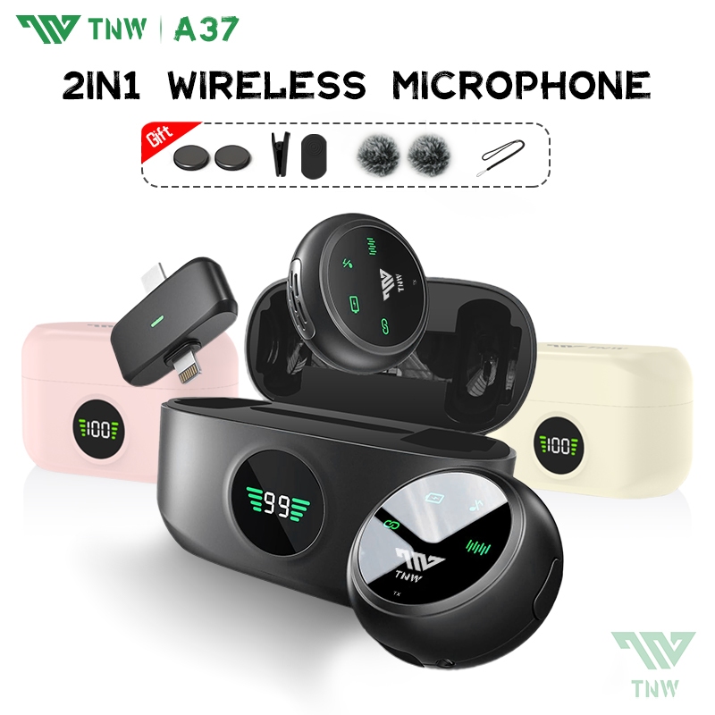 Jual TNW A37 Wireless Microphone 2-In-1 Clip On Mic Magnetic Mikrofon ...