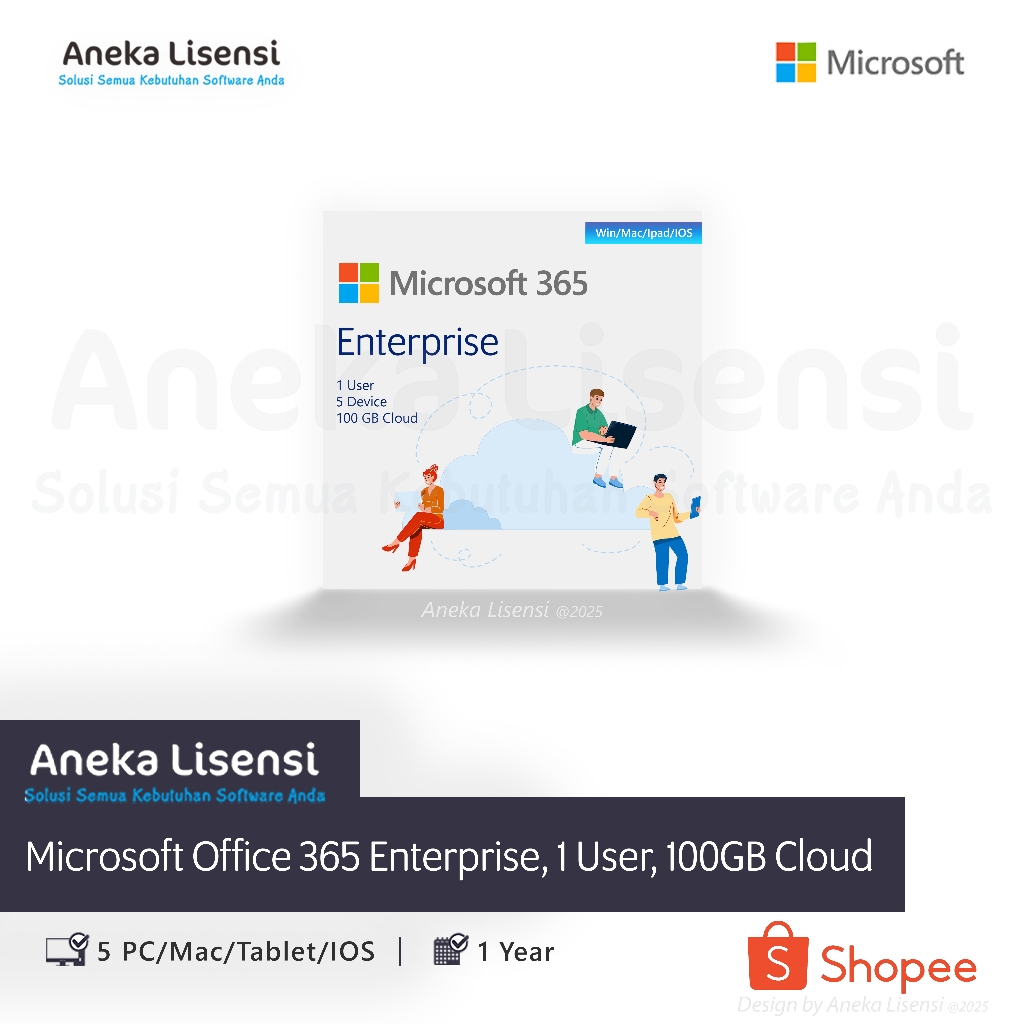 Jual Microsoft Office 365 Enterprise Original | 5 Device | 100 GB cloud ...