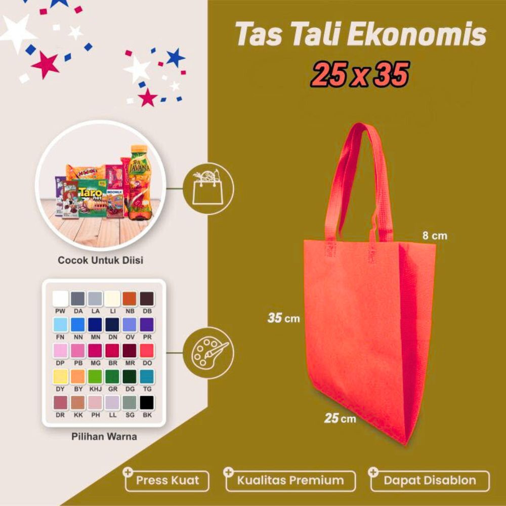 Jual Tas HLS spunbond goodie bag (1 Lusin isi 12 PCS) UK (25x35x8) Tas Spunbond murah 65gsm ...