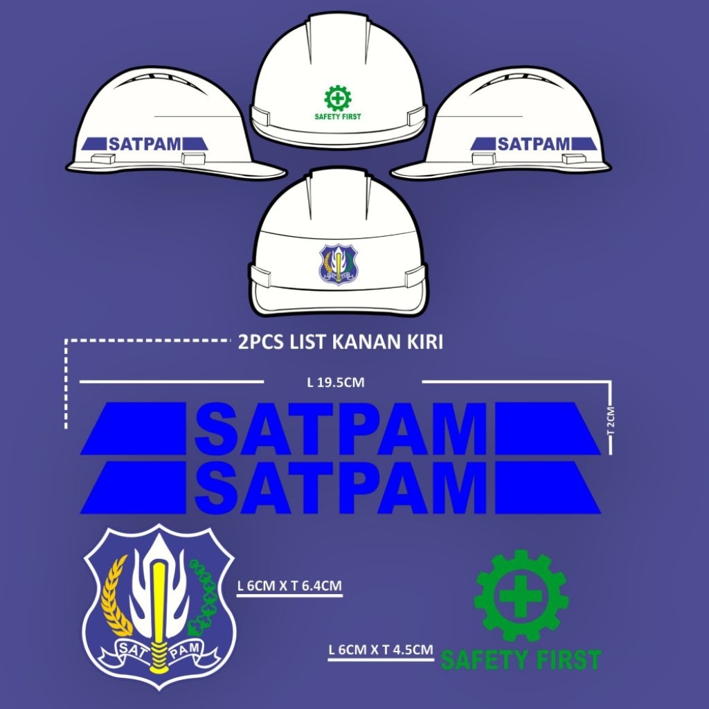 Jual Cutting Stiker Safety Helm Satpam - Stiker k3 helm proyek 1set ...