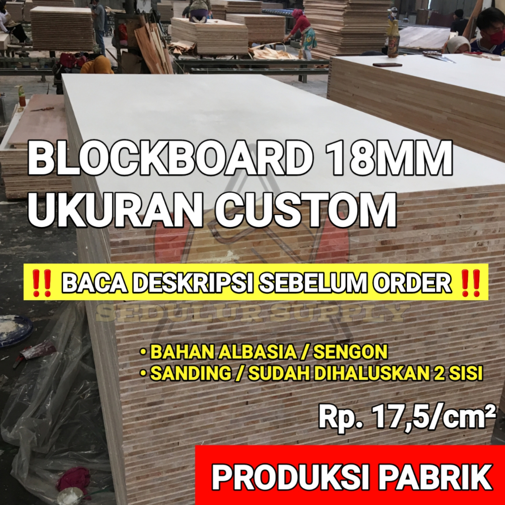 Jual PAPAN KAYU BLOCKBOARD 18MM ALBA UTY UKURAN CUSTOM / Block board ...