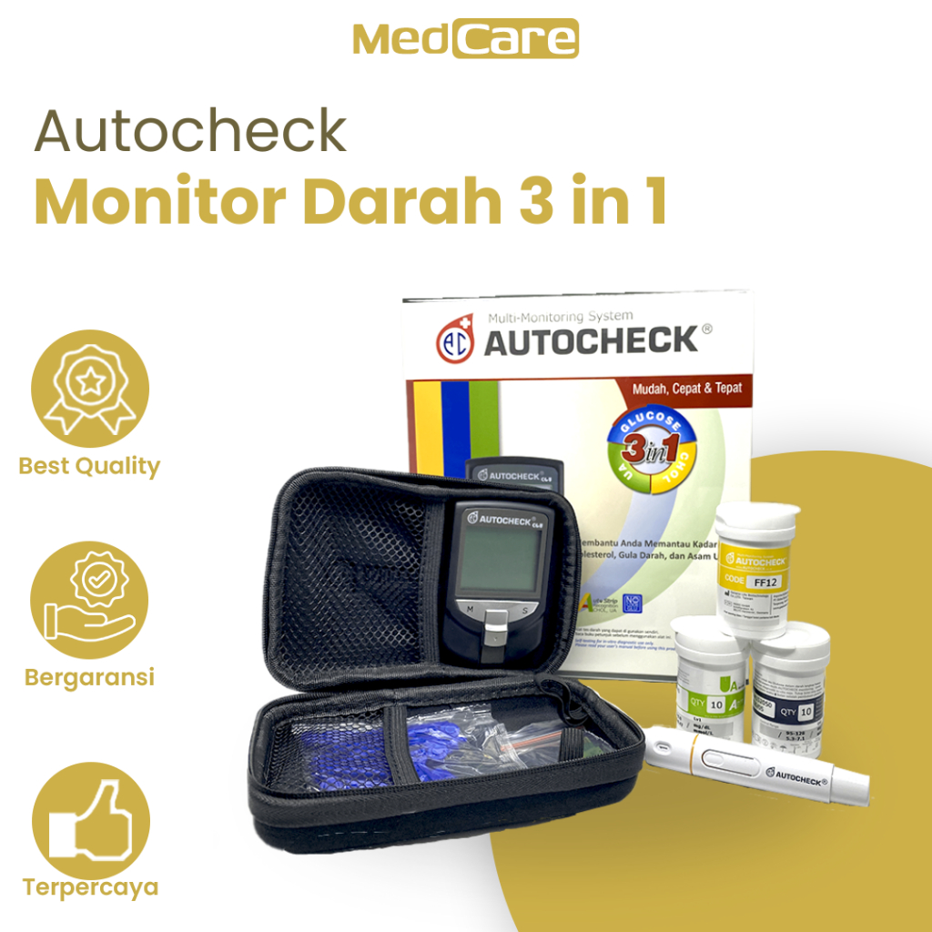 Jual AUTOCHECK AUTO ALAT GCU 3 IN 1 GULA CLUCOSE KOLESTEROL CHOLESTEROL ...