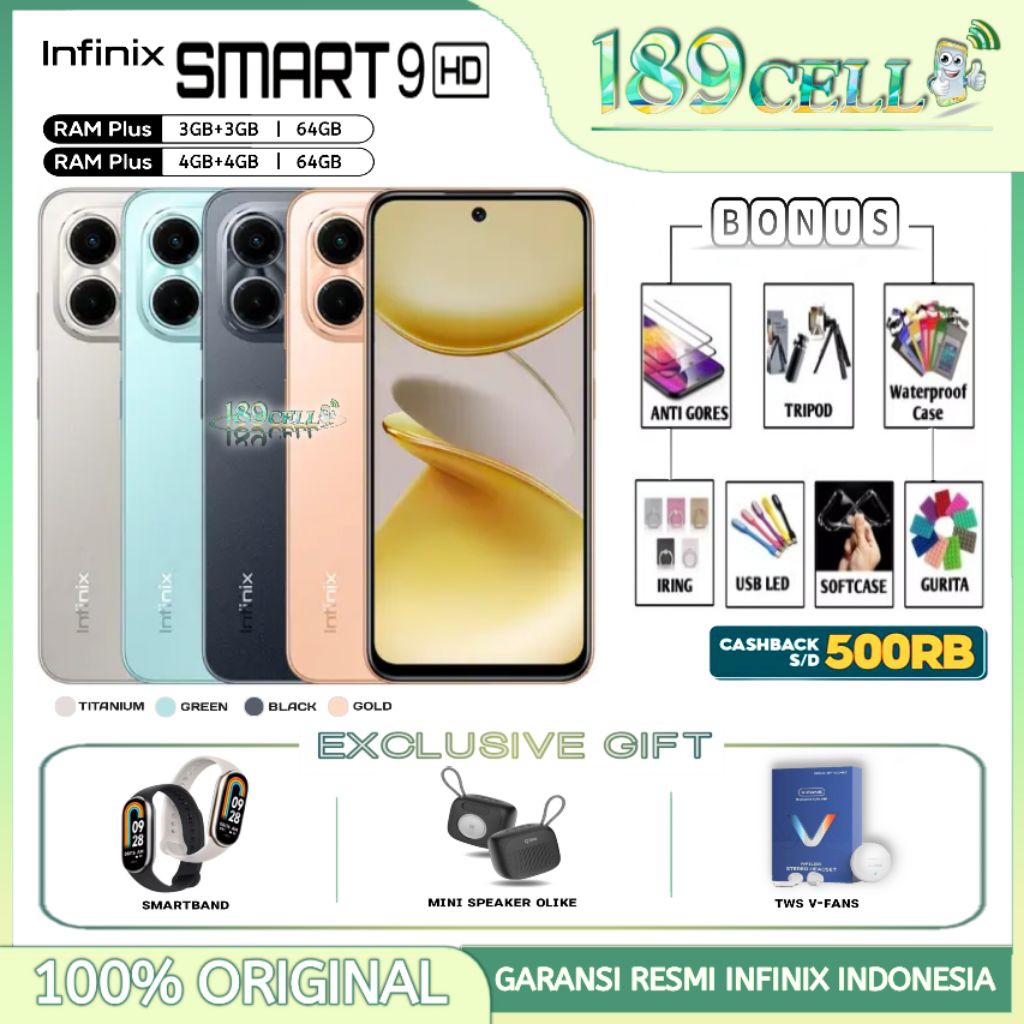 Jual INFINIX SMART 9 [HD] RAM 4/64GB 3/64GB - Smart9 HD GARANSI RESMI INFINIX INDONESIA | Shopee ...