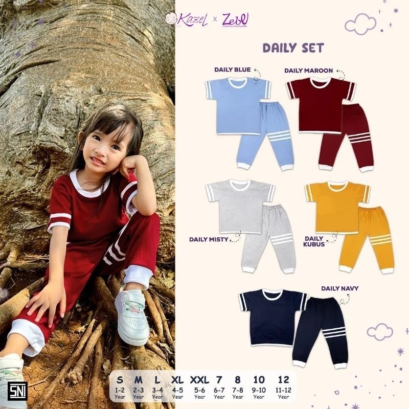 Jual Kazel x Zebe Daily Set Pendek Panjang 1-12Thn / Setelan Anak (1Stel) | Shopee Indonesia